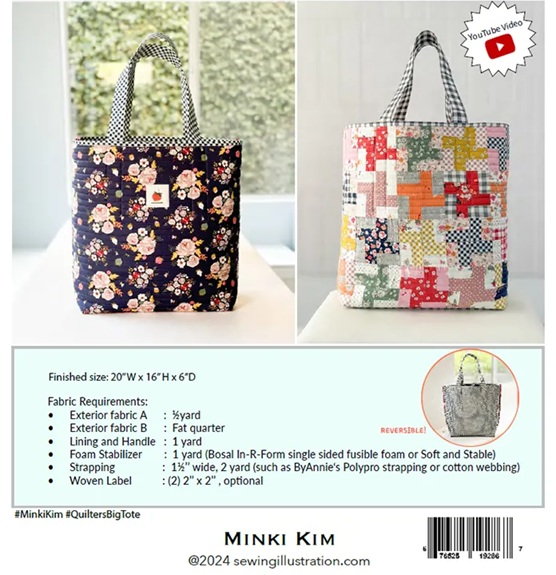 Minki Kim Quilter's Big Tote Pattern - Quilting with Marianne
